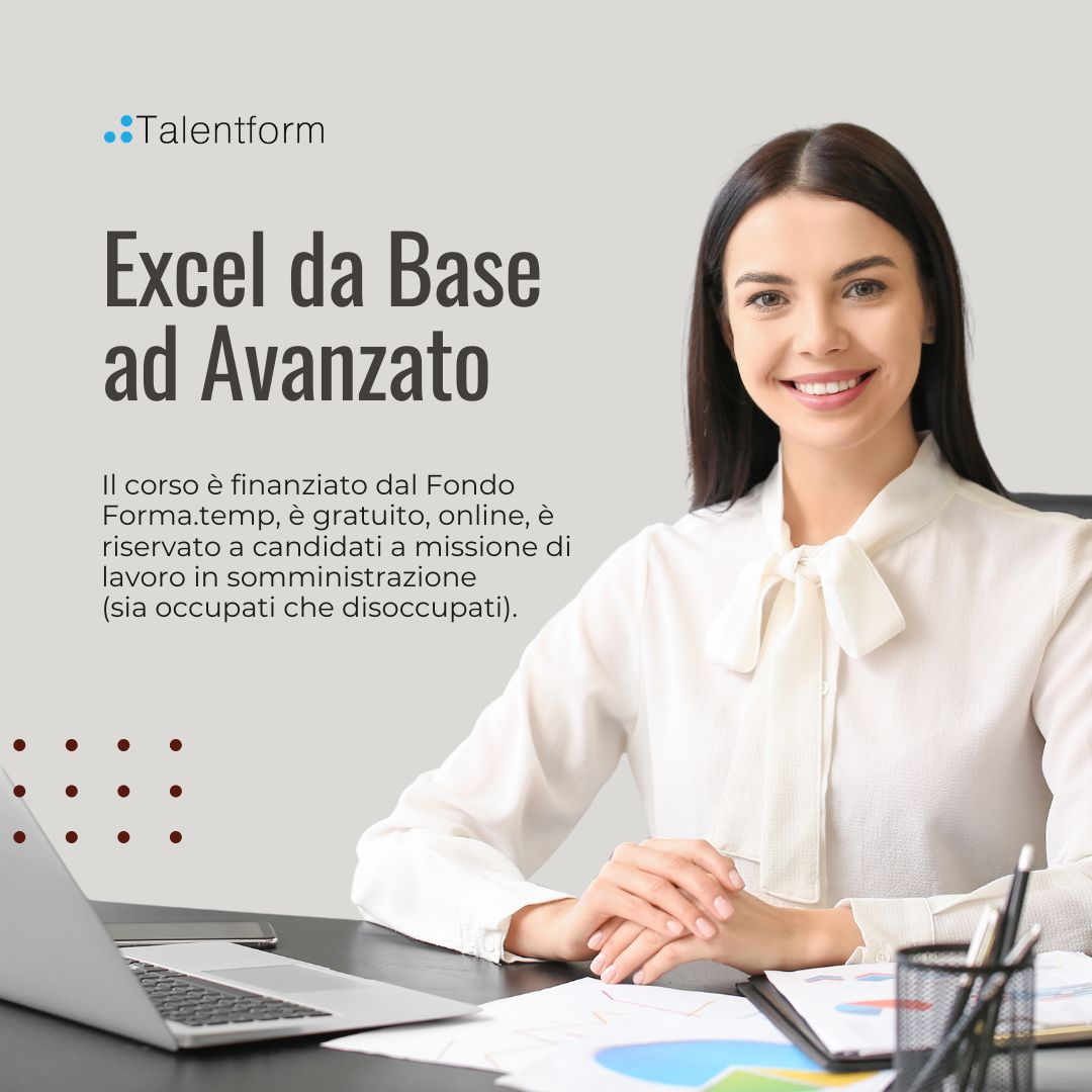 Excel da Base ad Avanzato (corso GRATUITO online, full time), edizione ...